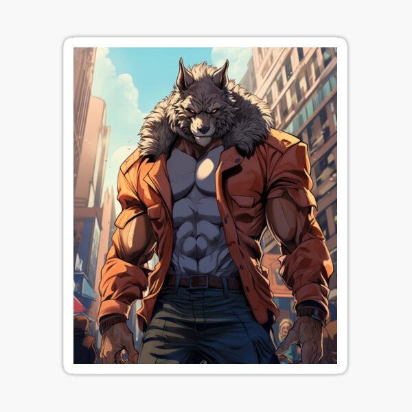 "Monstrous Strength: The Wolf Bodybuilder" Sticker for Sale by ...