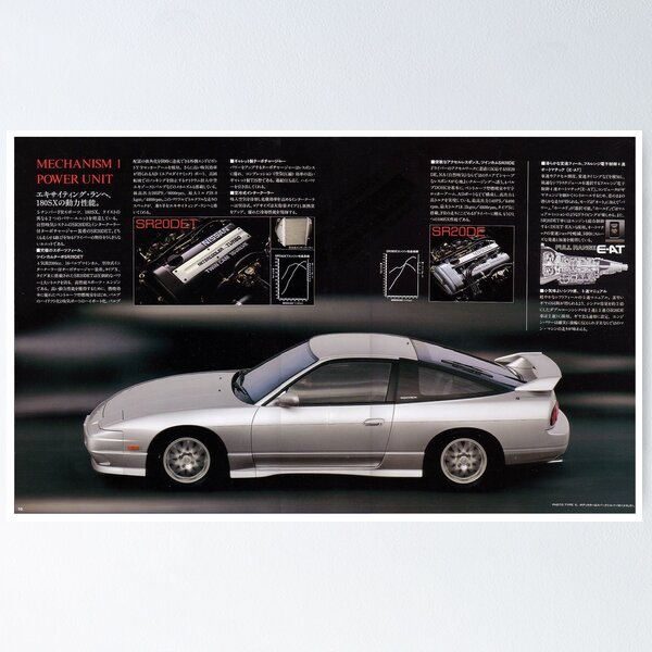 "JAPAN NISSAN 180SX TYPE-X CATALOG SPECS" Poster for Sale by zackouki ...