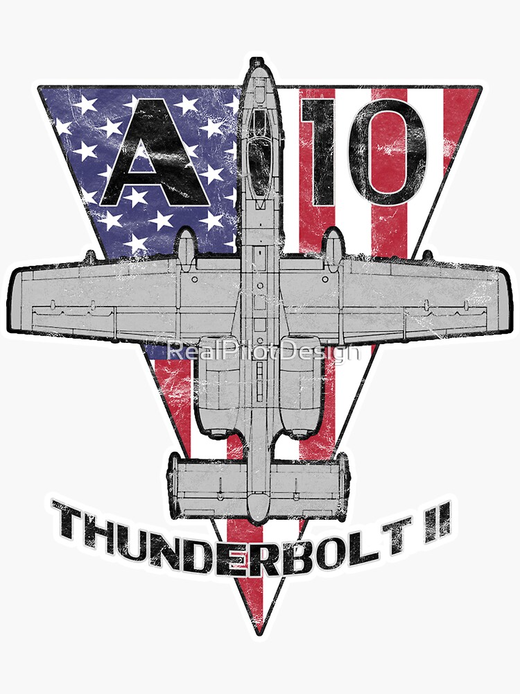 "A-10 Warthog Military Jet Airplane American Flag Distressed Sticker ...