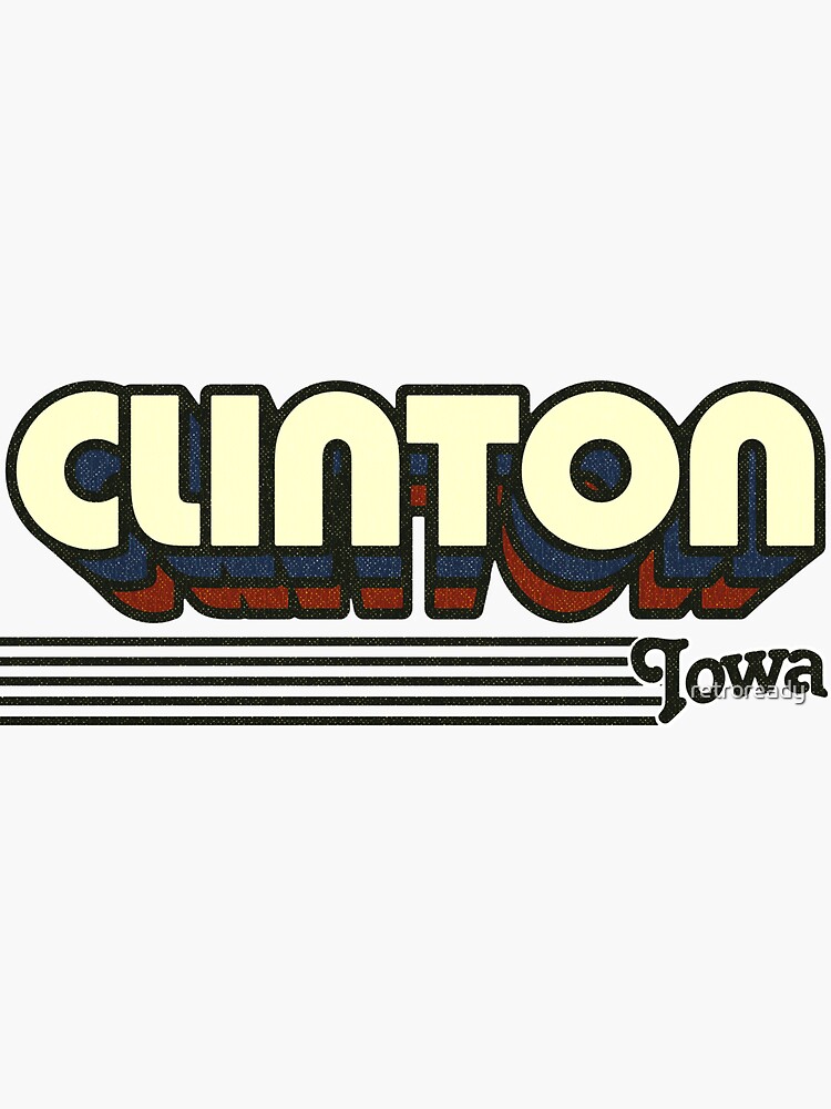"Clinton, Iowa | Retro Stripes" Sticker for Sale by retroready | Redbubble