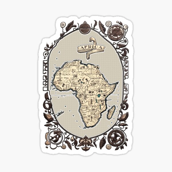 "Traditional, Vintage African Map" Sticker for Sale by Cesar Caligula ...