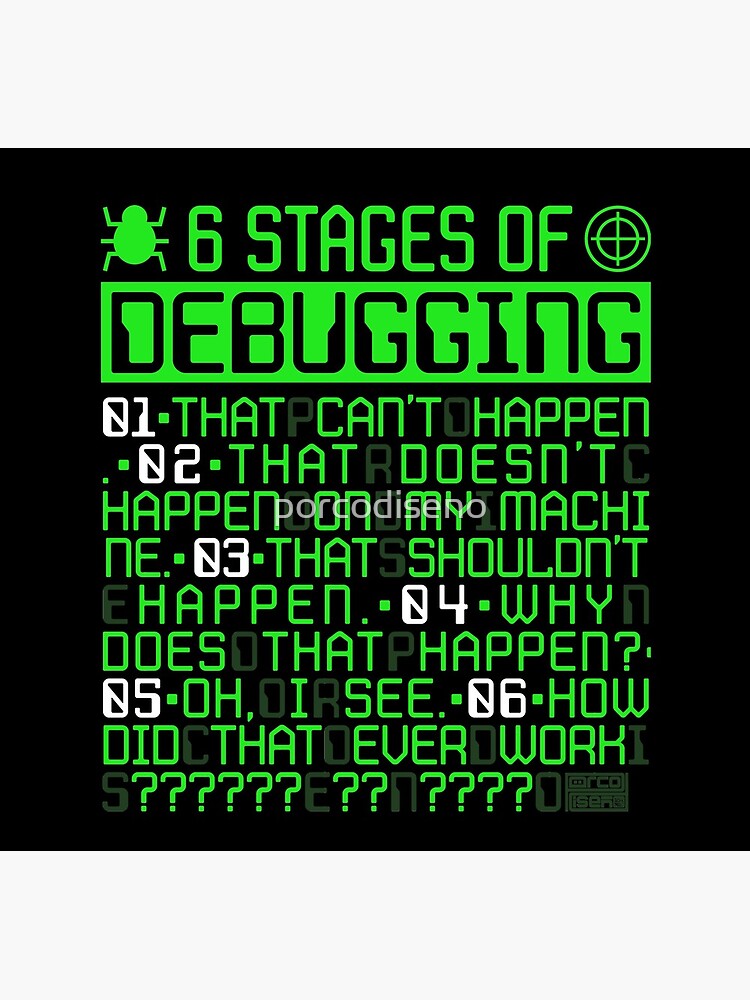 6 Stages Of Debugging It Coding Debugger Programmer Iphone Wallet By Porcodiseno Redbubble