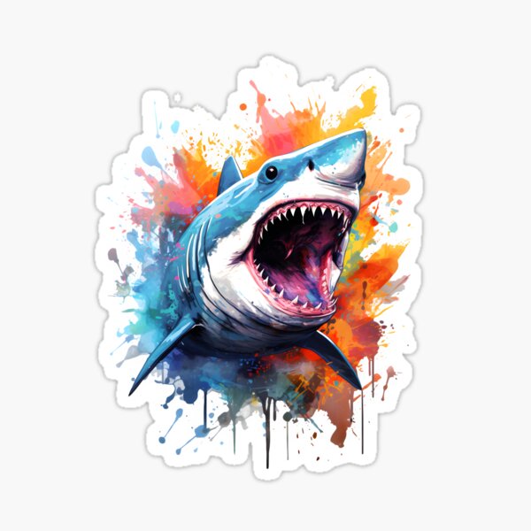 "Explosive Shark in Vibrant Realism" Sticker for Sale by aigcx | Redbubble