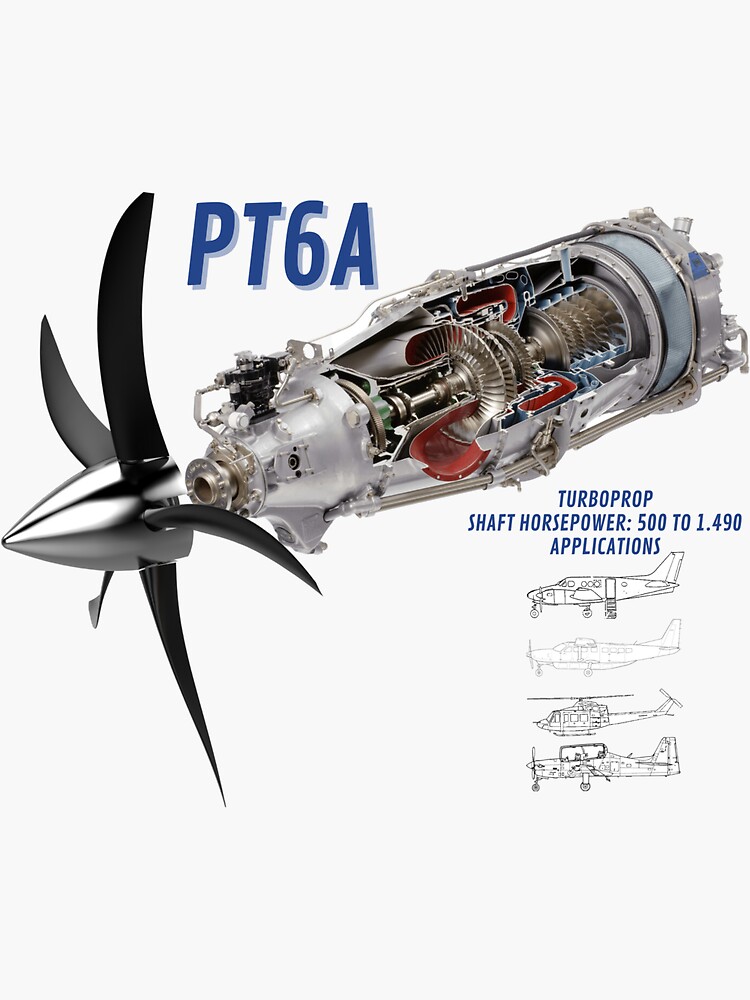 "PRATT & WHITNEY PT6 AIRCRAFT ENGINE" Sticker by aeronauticacol | Redbubble