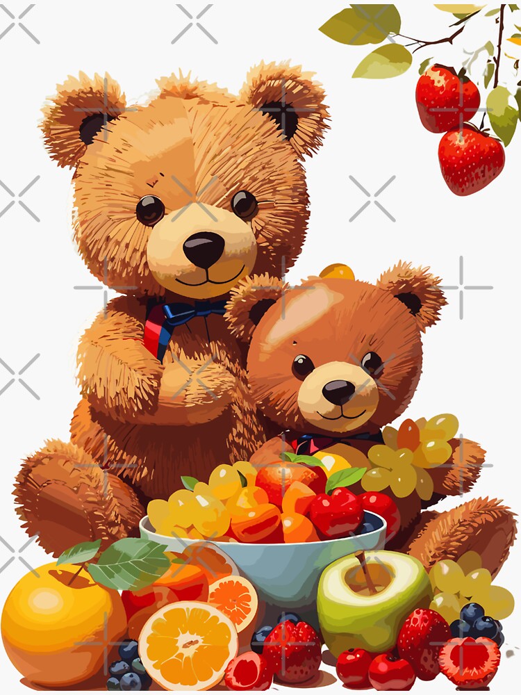 "Bear With Fruits sticker " Sticker for Sale by designfury01 | Redbubble