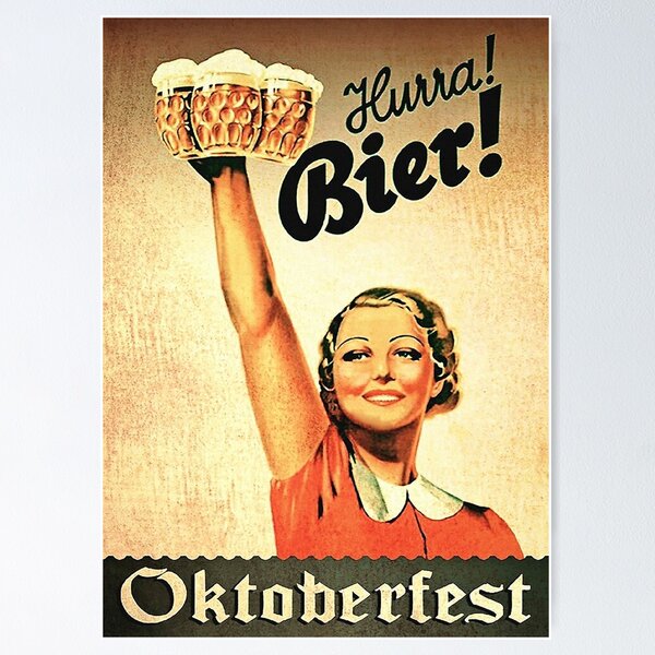 ";Vintage Hurra Bier sticker" Poster for Sale by DixiEveNue | Redbubble
