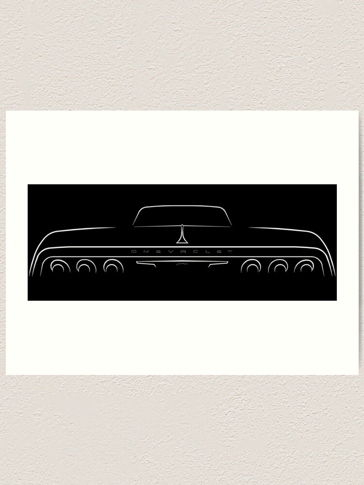 "1964 Impala - rear Stencil, white" Art Print for Sale by mal ...