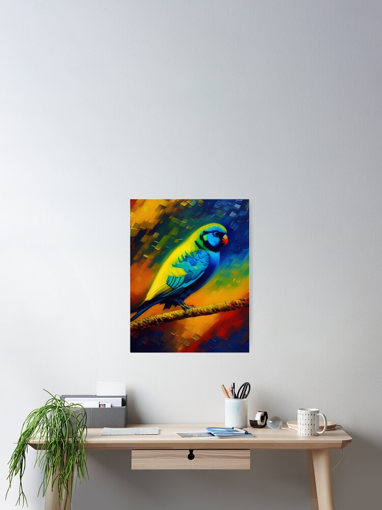 "Blue and Yellow Budgie, Ai Generated Art " Poster for Sale by AC ...