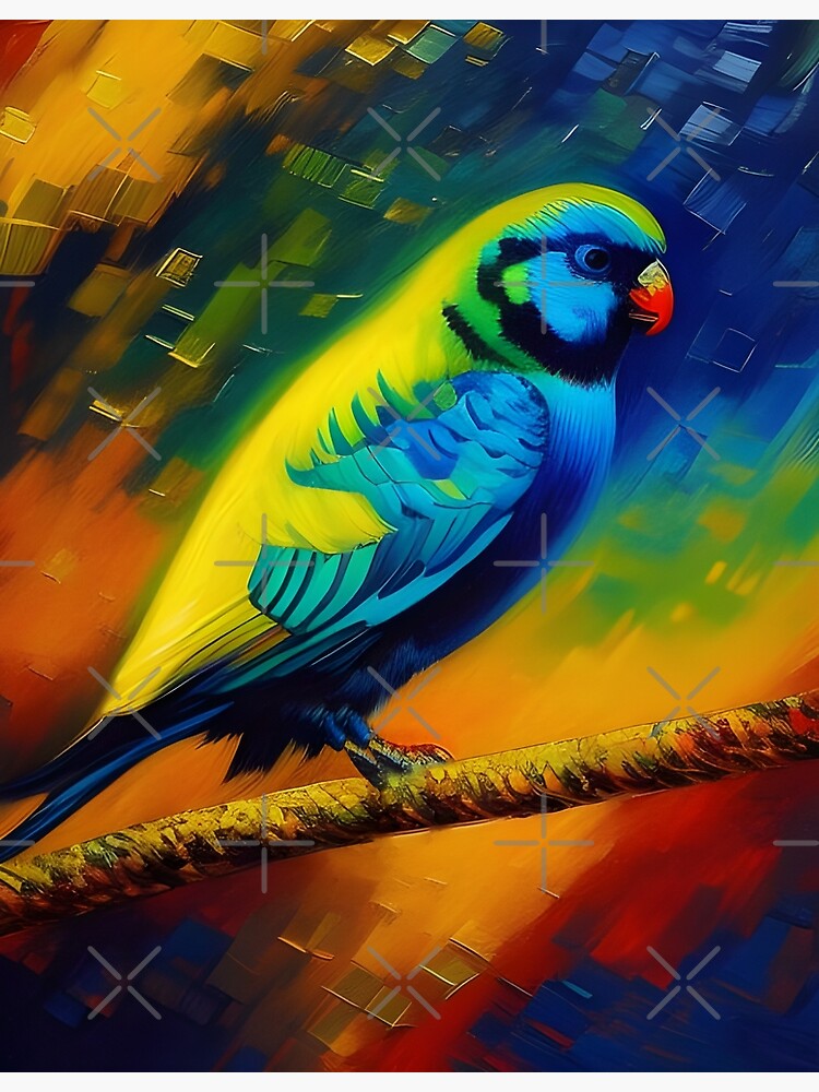 "Blue and Yellow Budgie, Ai Generated Art " Poster for Sale by AC ...