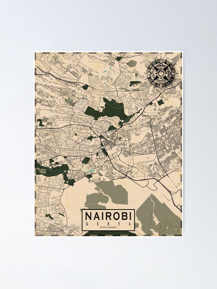 "Nairobi City Map of Kenya - Vintage" Poster for Sale by deMAP | Redbubble