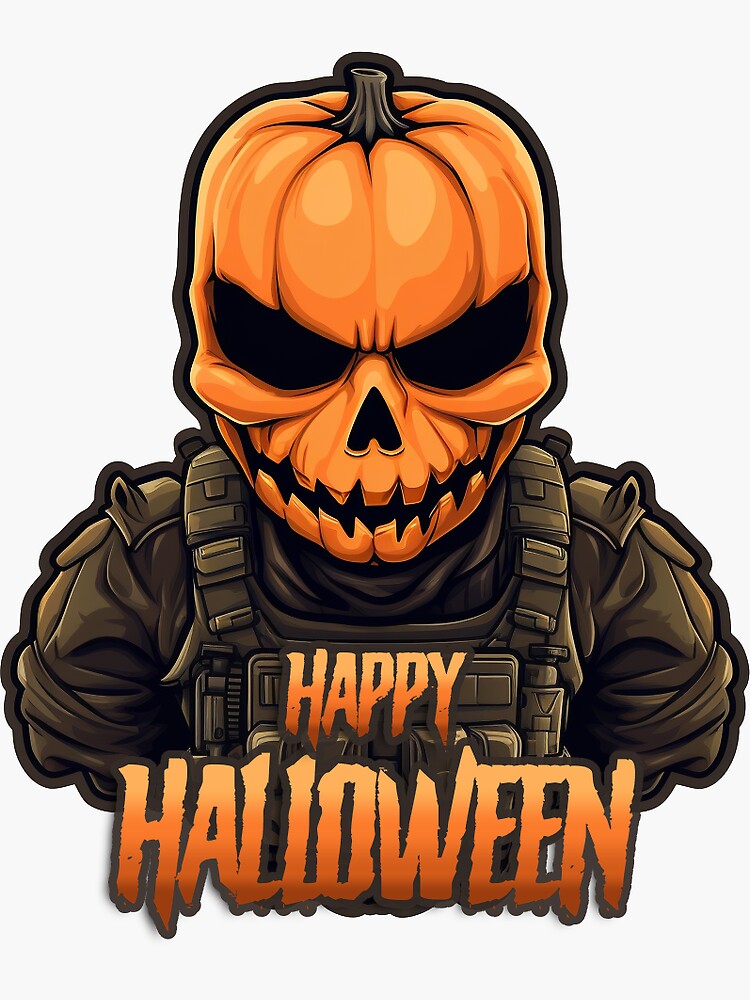 ""Happy Halloween" Spooky Pumpkin Soldier Sticker - Halloween Tactical ...