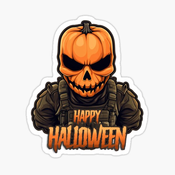 ""Happy Halloween" Spooky Pumpkin Soldier Sticker - Halloween Tactical ...