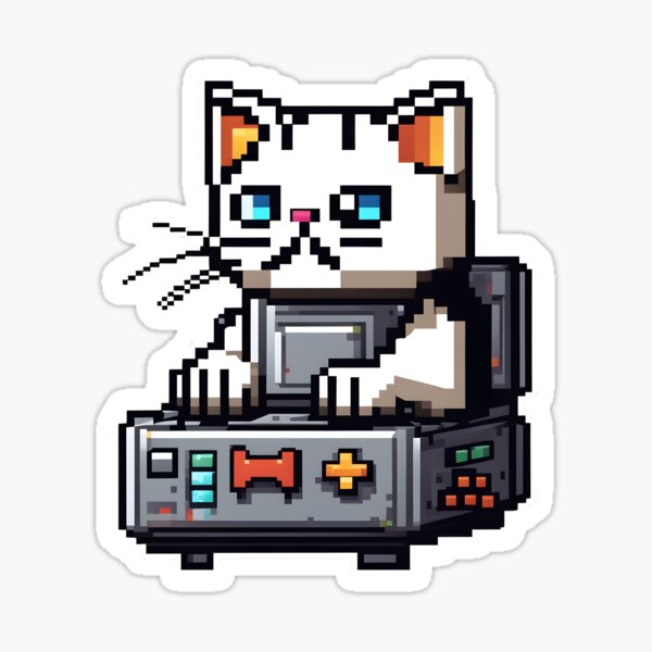 "8 Bit Video Kitty" Sticker for Sale by bethdaydreamzz | Redbubble