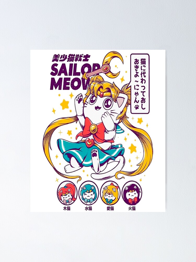 "sailor meow" Poster for Sale by alviethompson | Redbubble