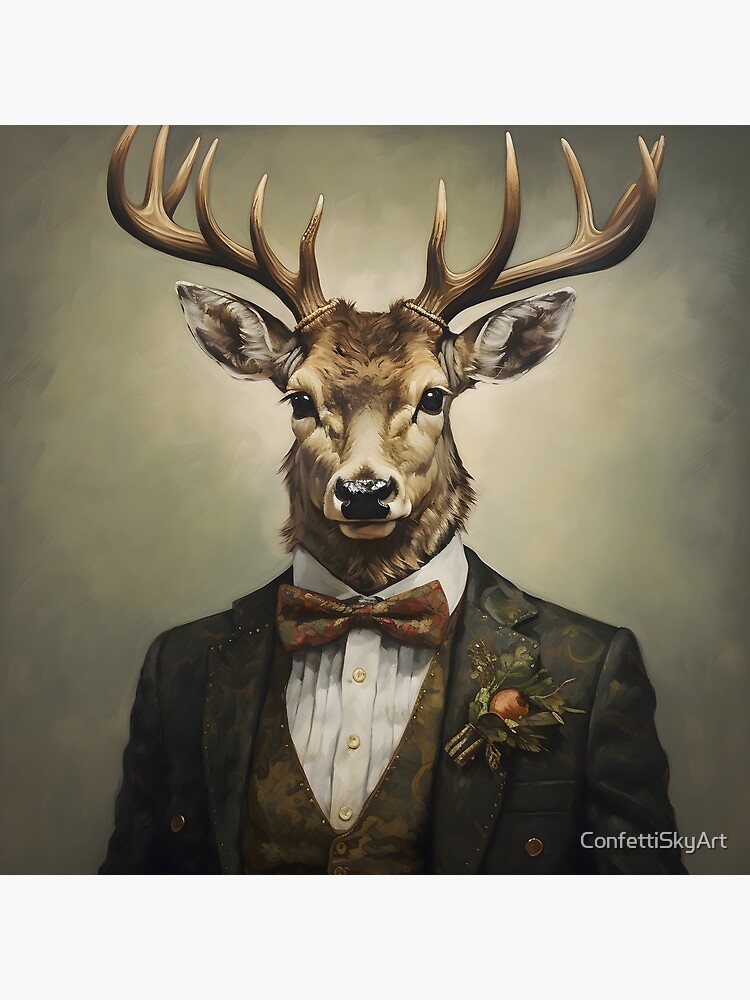 "Dapper Deer Portrait Art" Poster for Sale by ConfettiSkyArt | Redbubble