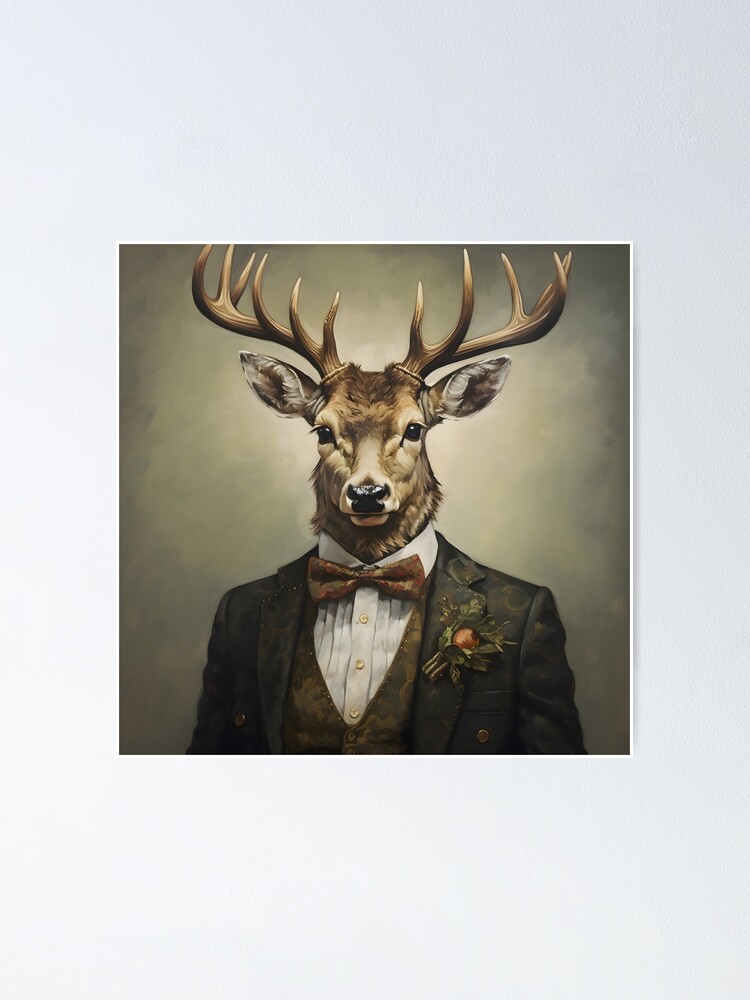 "Dapper Deer Portrait Art" Poster for Sale by ConfettiSkyArt | Redbubble