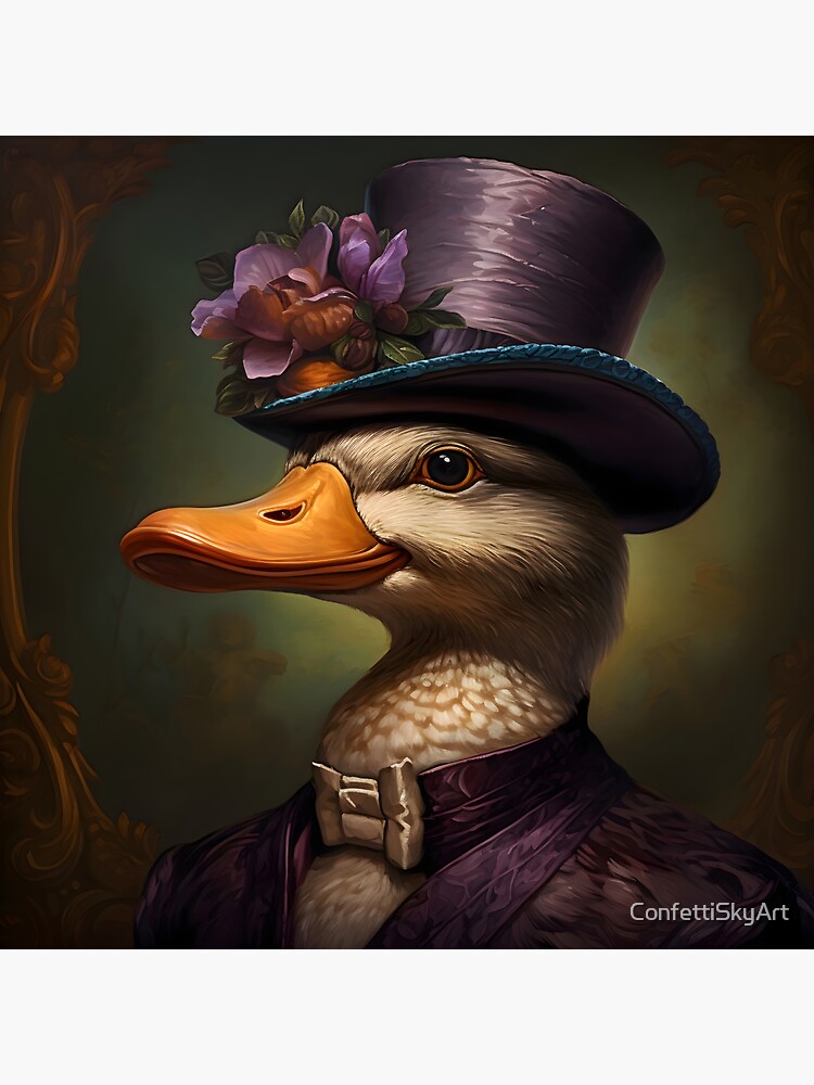 "Dapper Duck Portrait Art" Sticker for Sale by ConfettiSkyArt | Redbubble