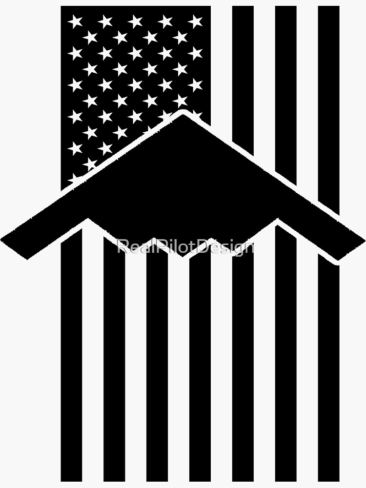 "B-2 Spirit Stealth Bomber Airplane American Flag Sticker" Sticker for ...