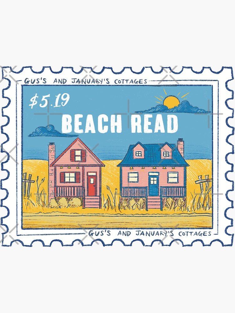 "Gus and January Cottage Stamp from Emily Henry's Beach Read" Sticker ...