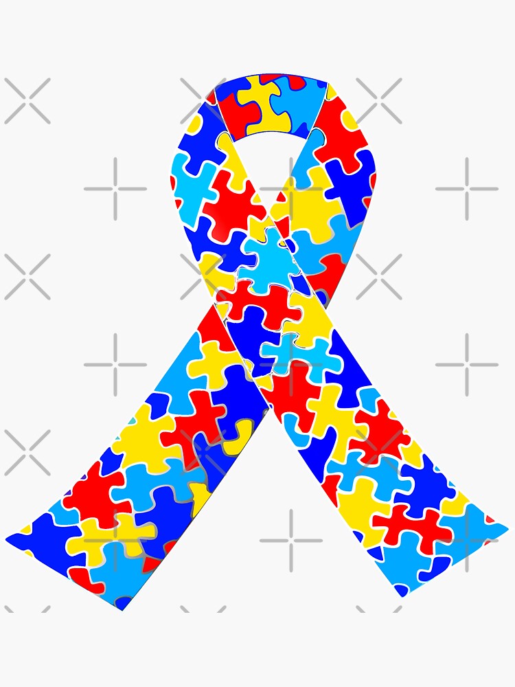 "Autism Awareness Ribbon with Puzzle Pieces" Sticker for Sale by ...