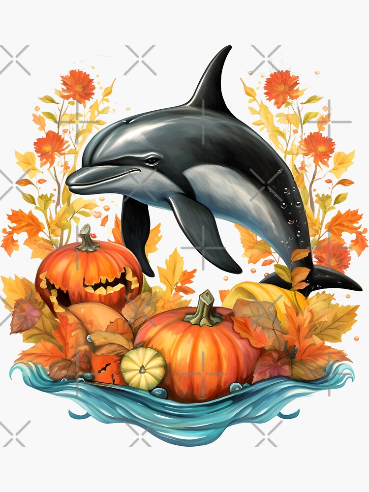 "Floral Fall Dolphin" Sticker for Sale by DigitalToast | Redbubble