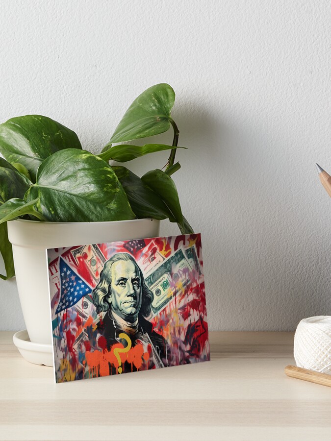 "USA Benjamin franklin hundred dollar bill graffiti" Art Board Print ...