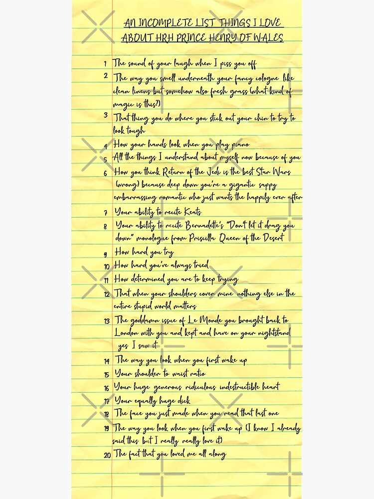 "RWRB Red White and Royal Blue Alex's List" Sticker for Sale by ...