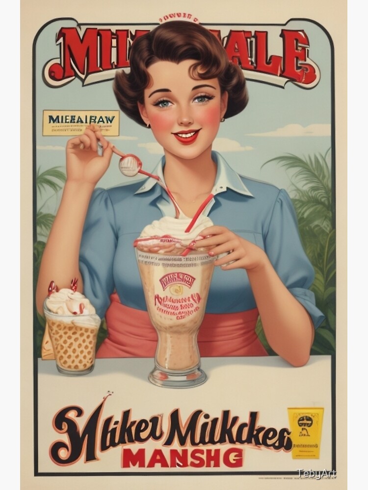 "Vintage Milkshake, original design" Poster by TebyArt | Redbubble