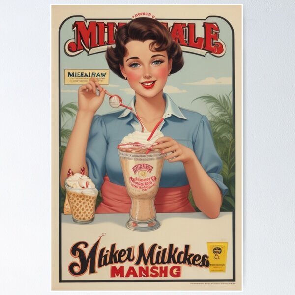 "Vintage Milkshake, original design" Poster by TebyArt | Redbubble