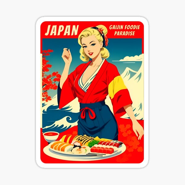 "Retro Pin-up Style Japan Gaijin Sushi Girl" Sticker for Sale by ...