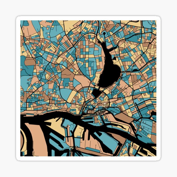 "Hamburg Map Pattern in Mid Century Pastel" Sticker for Sale by ...