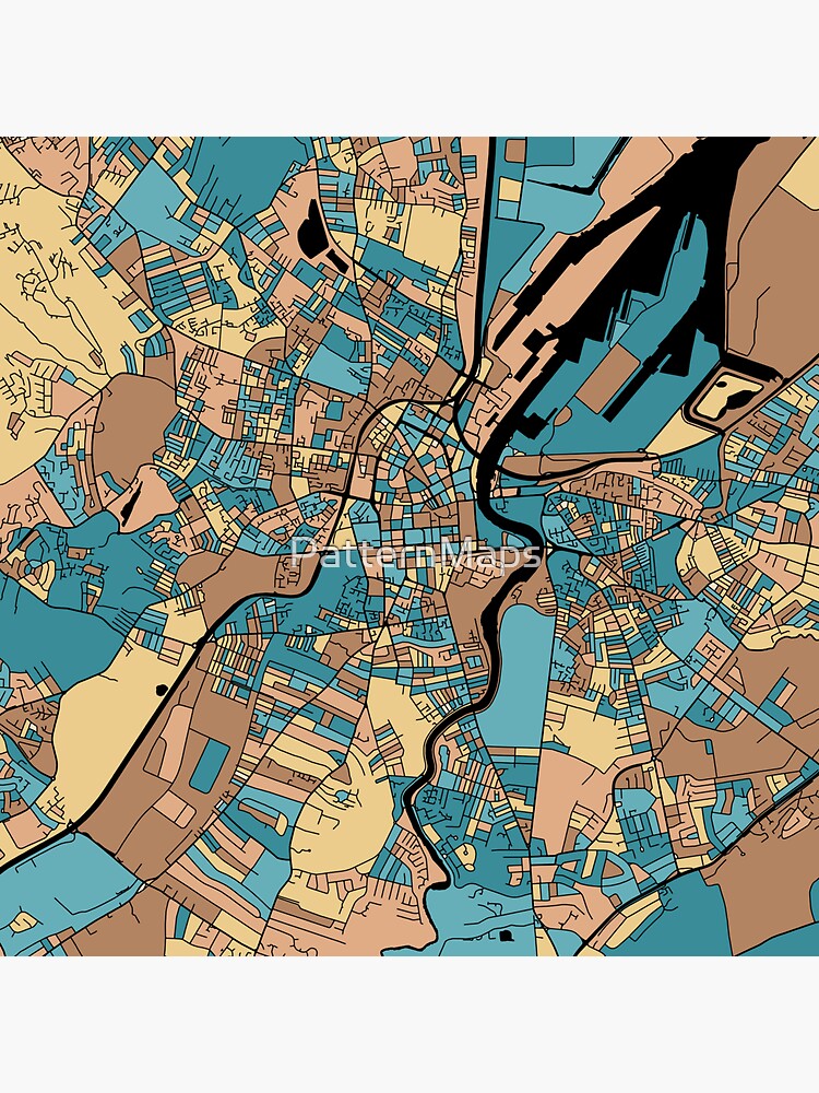 "Belfast Map Pattern in Mid Century Pastel" Sticker for Sale by ...