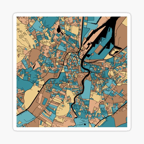 "Belfast Map Pattern in Mid Century Pastel" Sticker for Sale by ...