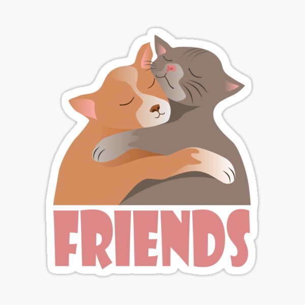 "Cats and Dogs Hugging and Loving" Sticker for Sale by OutspokenPuffin ...