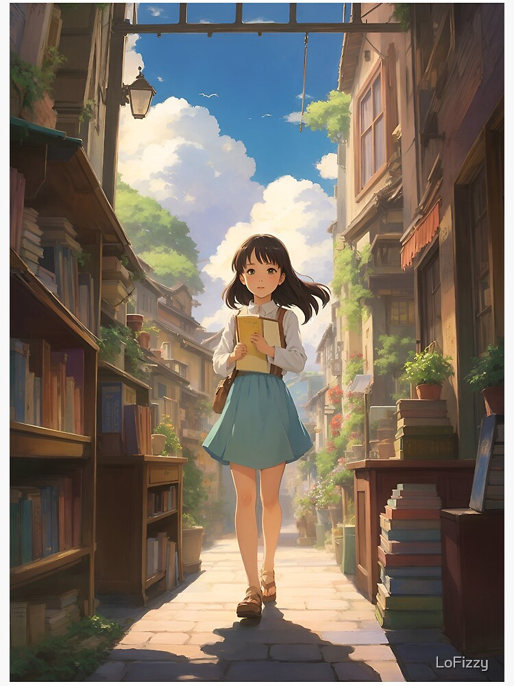 "The secret Bookstore - A Dreamy Anime Artwork" Art Board Print for ...
