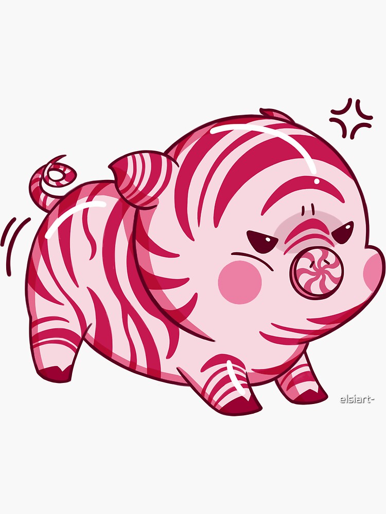 "Angry Peppermint Pig" Sticker for Sale by elsiart- | Redbubble