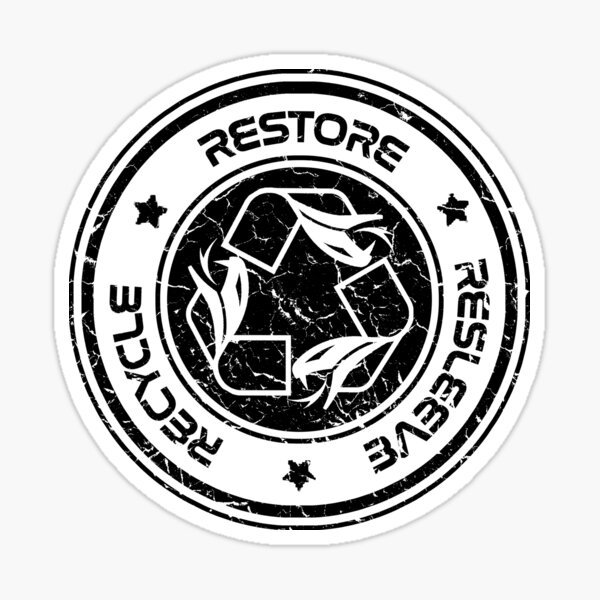 "restore resleeve recycle" Sticker for Sale by prunstedler | Redbubble