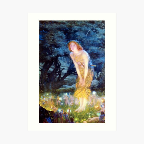 "Mid-Summer's Eve circle of fairies, vintage Pre Raphaelite art" Art ...