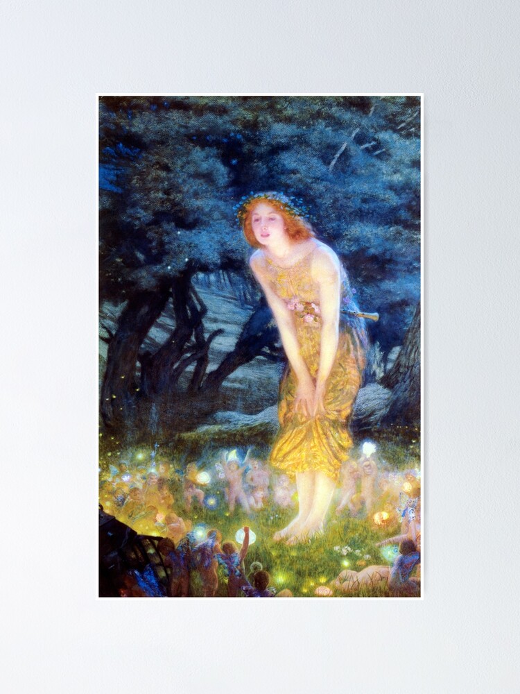 "Mid-Summer's Eve circle of fairies, vintage Pre Raphaelite art" Poster ...