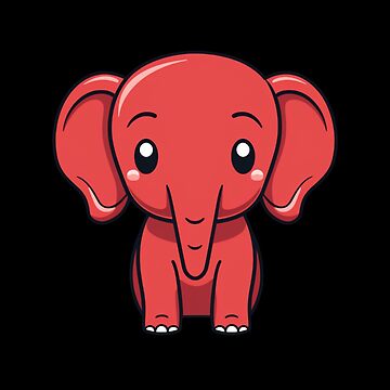 "Red Cute Cartoon Style Elephant, Sticker, Illustration" Sticker for ...
