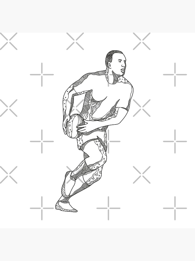 "Rugby Player Passing Ball Doodle Art" Photographic Print by patrimonio ...