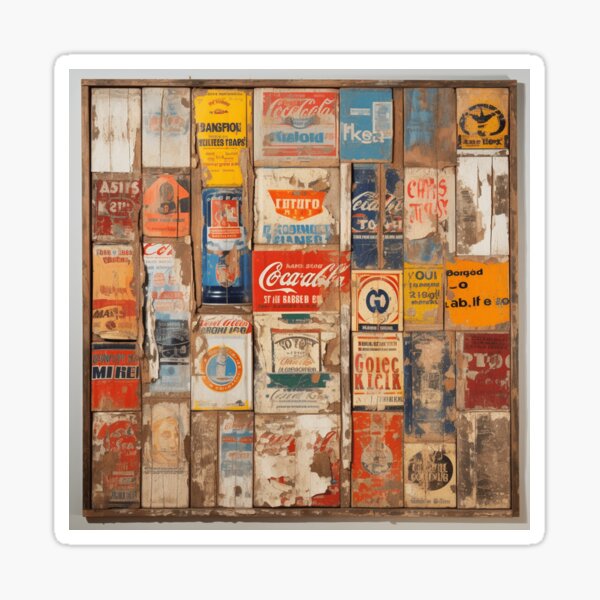 "A Faded Collage of Labels in Plywood" Sticker for Sale by ...