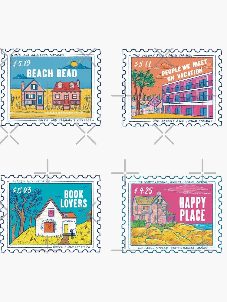 "Emily Henry Mini Stamps 4 Pack" Sticker for Sale by busyzoo | Redbubble