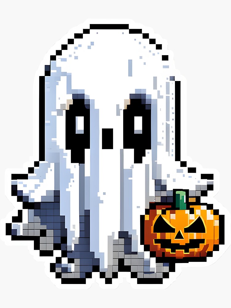 "8 Bit Scary Ghost! " Sticker for Sale by bethdaydreamzz | Redbubble