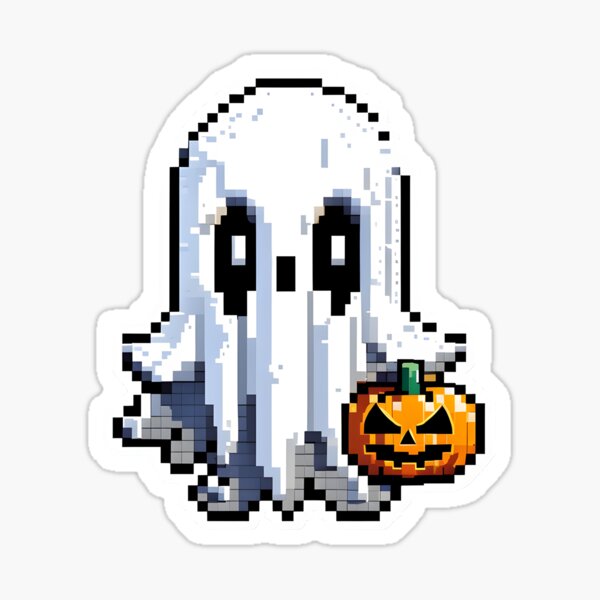 "8 Bit Scary Ghost! " Sticker for Sale by bethdaydreamzz | Redbubble