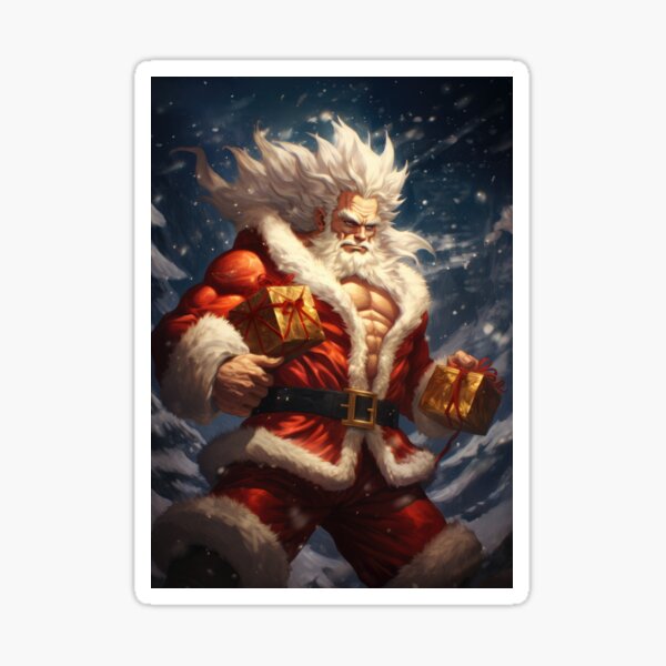 "Muscular Buff Santa Anime Manga Style" Sticker for Sale by OddCorro ...