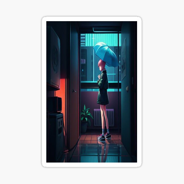 "Girl with rain" Sticker for Sale by ArtworksStudios | Redbubble
