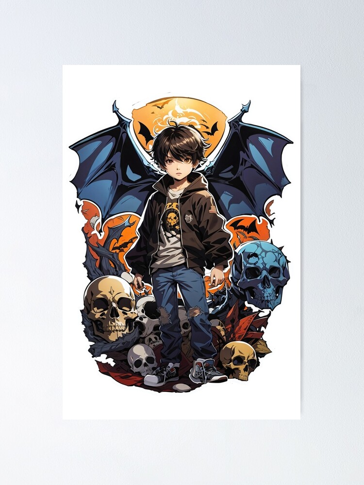 "Anime-Style Demon Boy: Artistic Character Portrayal" Poster for Sale ...