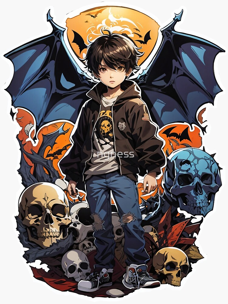 "Anime-Style Demon Boy: Artistic Character Portrayal" Sticker for Sale ...