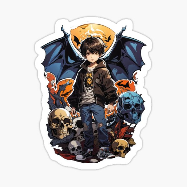 "Anime-Style Demon Boy: Artistic Character Portrayal" Sticker for Sale ...